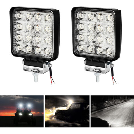SWANEW Focos Led para Tractores 48W Cuadrado 2 Piezas Focos de Coche ...