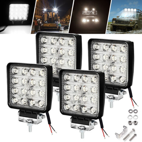 SWANEW Focos Led para Tractores 48W Cuadrado 4 Piezas Focos de Coche ...