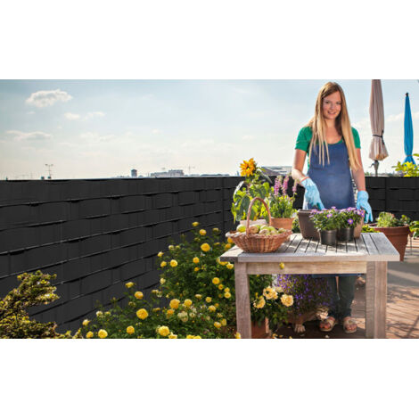 SWANEW Hart PVC Privacy Strip Anthracite Juego de barrotes dobles 30x ...