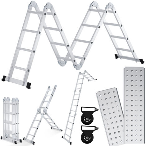 SWANEW Escalera plegable Escalera multiusos Escalera telescópica 4x4 ...