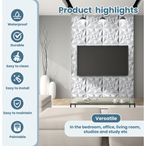 Panel mural 3D para pintar - paquete de 1,08 m² - lote de 12 piezas - 0 ...