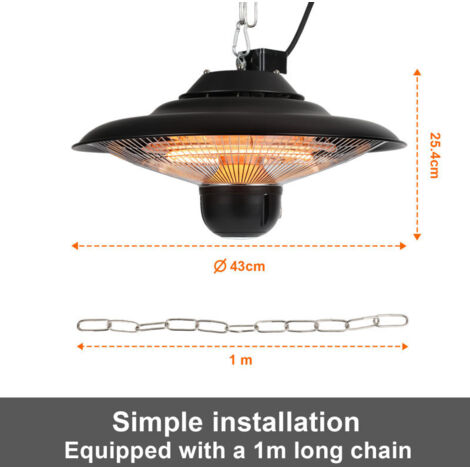 SWANEW Calefactor de terraza suspendido, 2000 W, halógeno, colgante ...