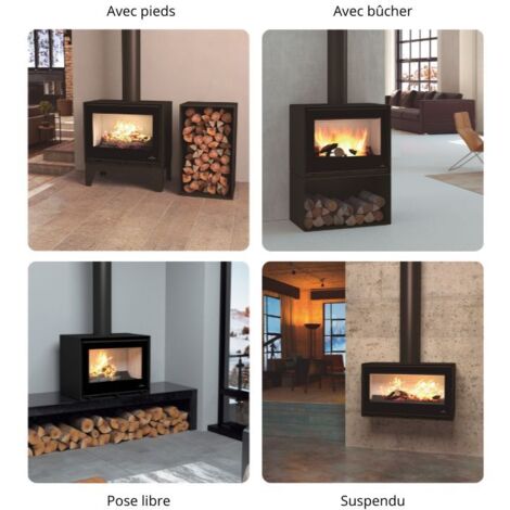 Poêle à bois - BRONPI Cairo 70 Box 12 kW Avec kit air - Foyer en ...