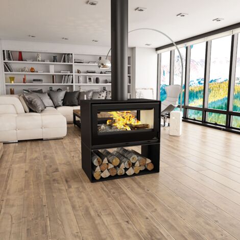 Poêle à bois double face - BRONPI Cairo 90-D Box 13 kW Avec kit air ...
