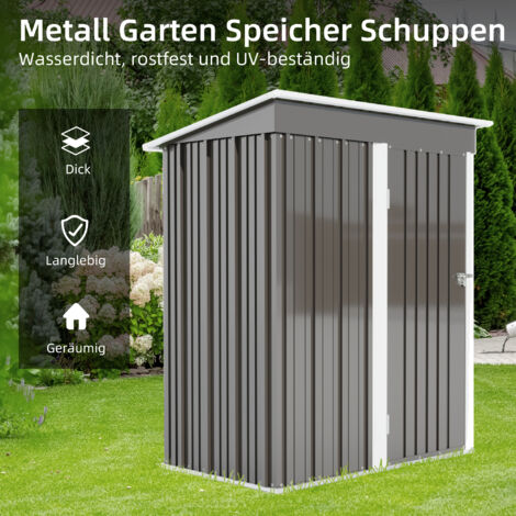 Geräteschuppen mit Schrägdach und abschließbarer Tür, Metallschuppen ...