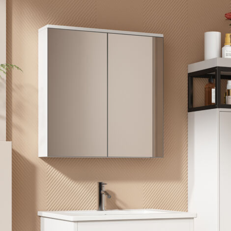 Mobile a specchio, mobile da bagno larghezza 60 cm con ripiani