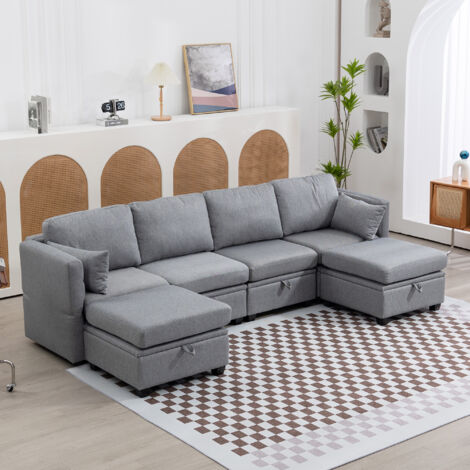 Divano modulare morbido a forma di U con contenitore, assemblabile in ...