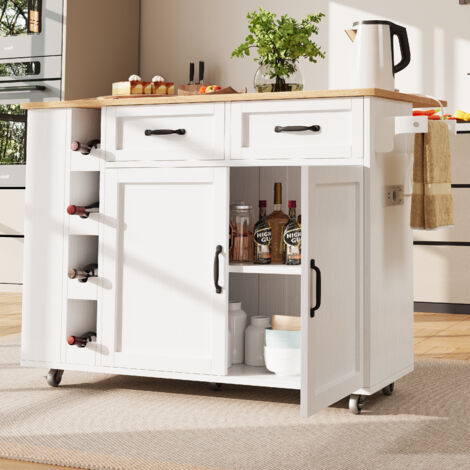 Isola da cucina, carrello da cucina con multipresa, mobile da cucina ...