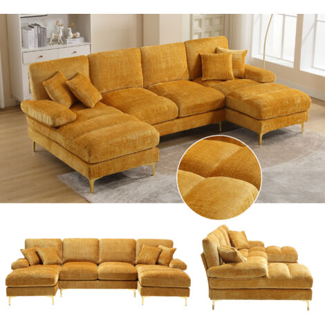 Divano componibile moderno di grandi dimensioni in ciniglia a forma di ...