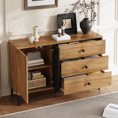 Buffet Moderno 120x35x76 cm, con 3 Cassetti e 1 Anta, Design Essenziale ...