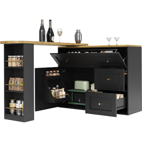 REDOM Tavolo bar allungabile con contenitore 138-204x39x105 cm ...