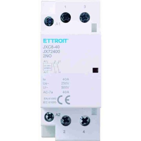 Contacteur modulaire ETTROIT DIN 2P AC 220V 40A 2 contacts NO 2NO - JX72400