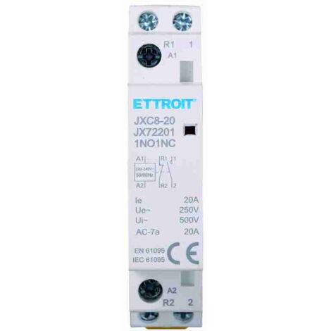Contacteur modulaire ETTROIT DIN AC 2P 220V 20A 1 contact NO + 1 ...