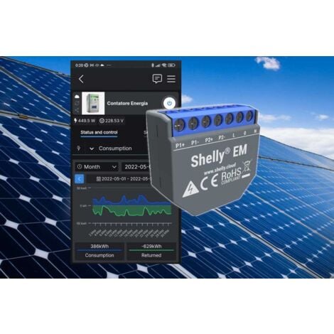 Shelly EM – compteur de tension WiFi intelligent monophasé, avec pince ...