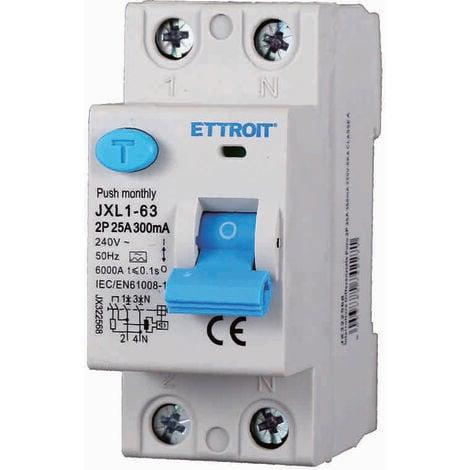 ETTROIT JX322568 Interrupteur différentiel pur 2P 25A 300mA 220V-6KA CLASSE A