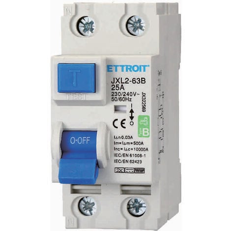 ETTROIT JX322569 Disjoncteur différentiel pur 2P 25A 30mA COURBE B 6KA AC/DC 220V