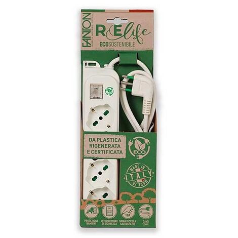 Multiprise OMEGA ECO 4 prises schuko Italien/Allemand 2P+T 16A câble 1 ...