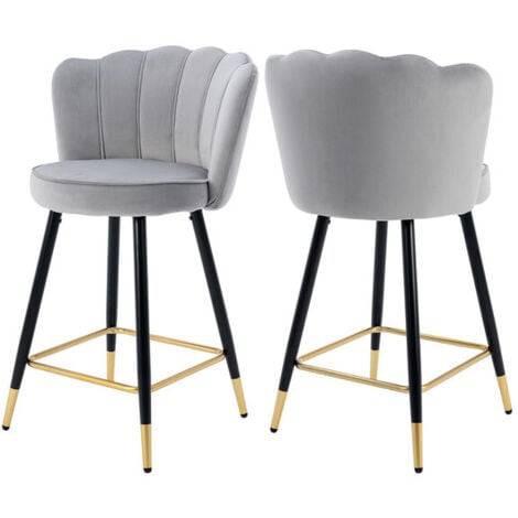 Wahson Set di 2 Sgabelli da Bar in Velluto Sgabelli Cucina Moderni Sedia da Bar con Schienale ...