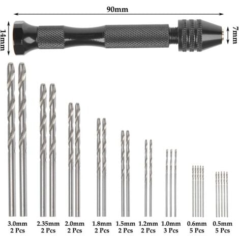 37-teiliges Handbohrer-Set, Mini-Präzisions-Handbohrmaschine, Aluminium ...