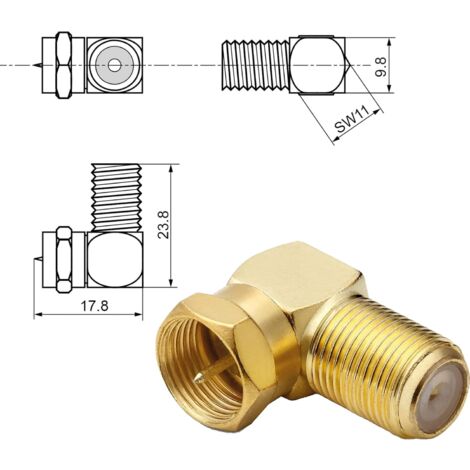 2 Stück 90 Grad Satelliten-Eckstecker, Koaxial-Eckstecker ...