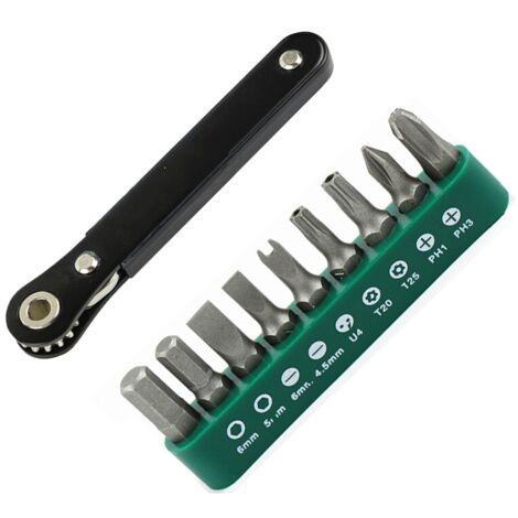 S2 Grade Front-Multifunktions-Ratschen-Bit-Set, Schraubendreher-Bits, 10 Stück Schlitzschrauben ...