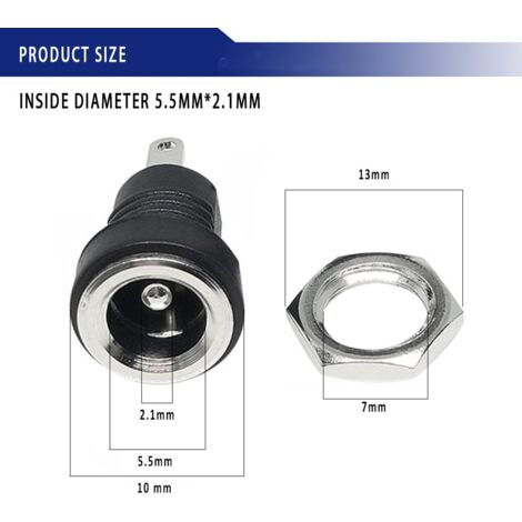 DC 5,5 mm x 2,1 mm DC-Strombuchse, 2 Anschlüsse, weiblich, Panelmontage ...