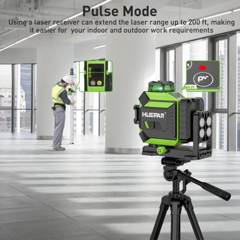 Huepar 703CG - 12 Lines 3D Osram Green Beam Self-Leveling Cross Line ...