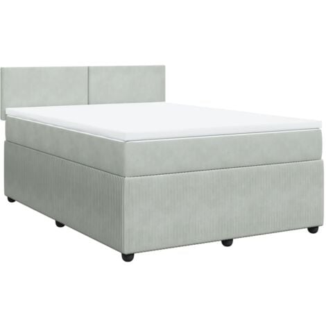 Boxspringbett mit Matratze Hellgrau 160x200 cm Samt