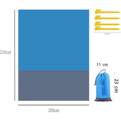 Strandmatte, Anti-Sand-Strandmatte, 210 x 200 cm, tragbar, wasserdicht ...
