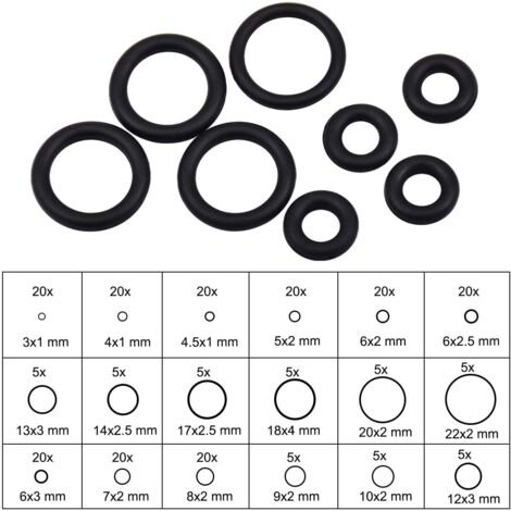 225-teiliges Gummi-O-Ring-Sortiment-Set in 18 Größen, 3 mm–22 mm ...