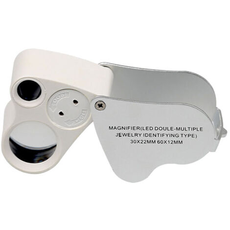 LED-beleuchtete Juwelierlupe, Dual-Focus-Lupe, 60X, 12MM und 30X
