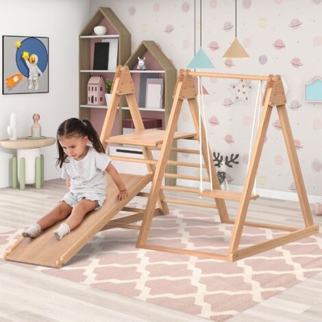 Scivolo autoportante per bambini 3 in 1, altalena e rete da arrampicata ...