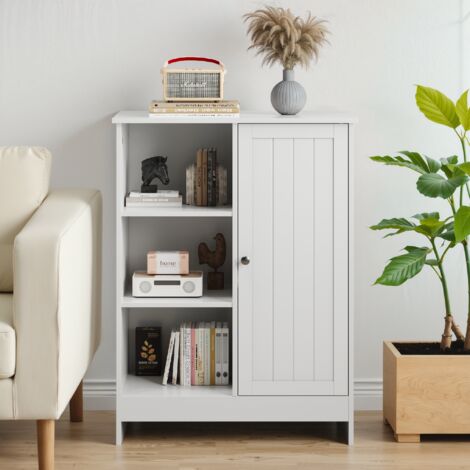 Mobile basso 60x30x80 cm, mobiletto da bagno con 1 anta e 3 ripiani ...