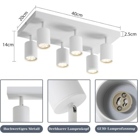 GBLY LED Deckenleuchte Weiß Deckenstrahler: GU10 Deckenlampe Spots 6 ...