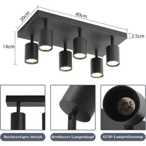 GBLY LED Deckenleuchte Schwarz Deckenstrahler: GU10 Deckenlampe Spots 6 ...