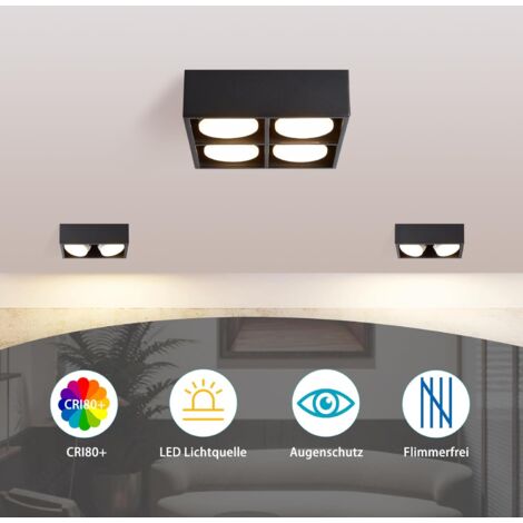 GBLY Deckenspots LED Deckenleuchte Aufputz - Schwarz Aufbaustrahler mit ...