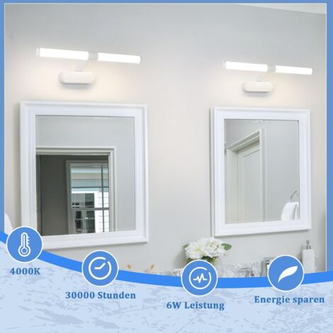 GBLY LED Spiegelleuchte Bad 40CM - Spiegellampe Badezimmer 6W ...