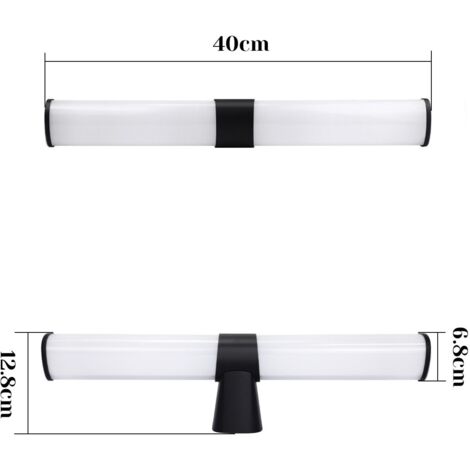 GBLY LED Spiegelleuchte Bad Spiegellampe - Schwarz Wandlampe Badezimmer ...