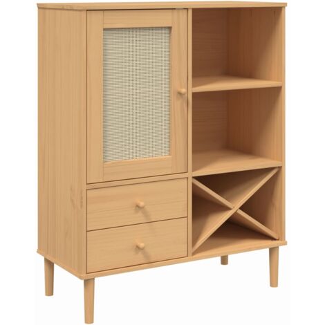 GBLY Highboard SENJA Rattan-Optik Braun 90x40x112 cm Kiefernholz