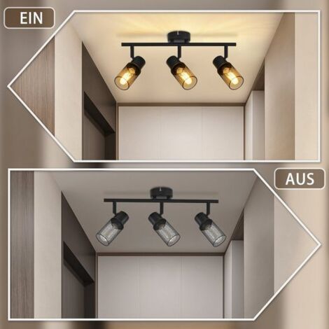 GBLY Plafones de focos 3 llamas negro - Foco de techo Metal Industrial ...