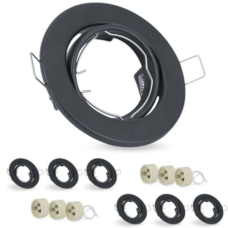 GBLY Juego de 6 focos empotrables GU10 - negro casquillos GU10 230V con ...