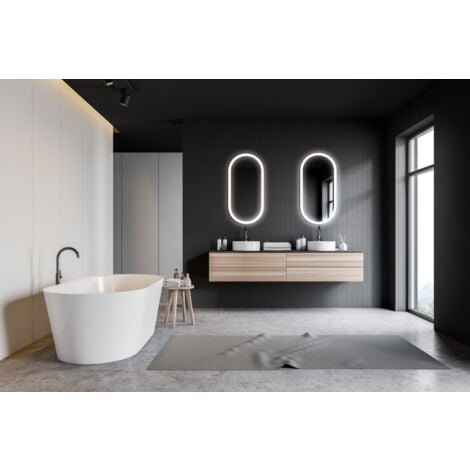 Espejo elÃ­ptico con marco acrÃ­lico iluminado para baÃ±os, vestidores, maquillaje - doble ...