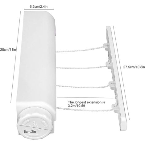 Tendedero retráctil, tendedero portátil compacto montado en la pared ...