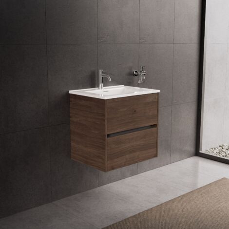 Inda - Mobile bagno L.60 con lavabo lucido / Rovere castano 2