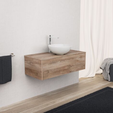 Inda - Mobile bagno L.100 con lavabo in appoggio / Rovere