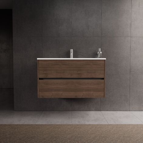 Inda - Mobile bagno L.100 con lavabo lucido / Rovere castano 2