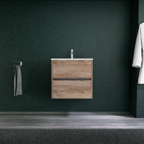 Inda - Mobile bagno L.60 con lavabo opaco / Rovere naturale 2