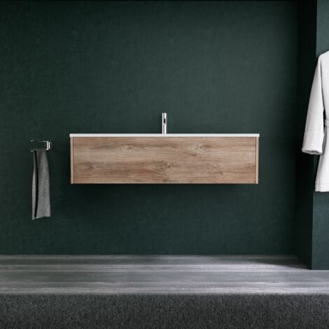 Inda - Mobile bagno L.120 con lavabo opaco / Rovere naturale 1