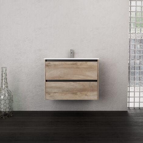 Inda - Mobile bagno L.80 con lavabo opaco / Rovere naturale 2