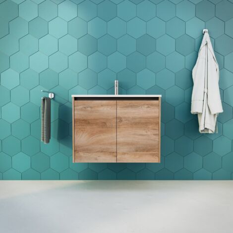 Inda - Mobile bagno L.80 con lavabo lucido / Rovere naturale 2